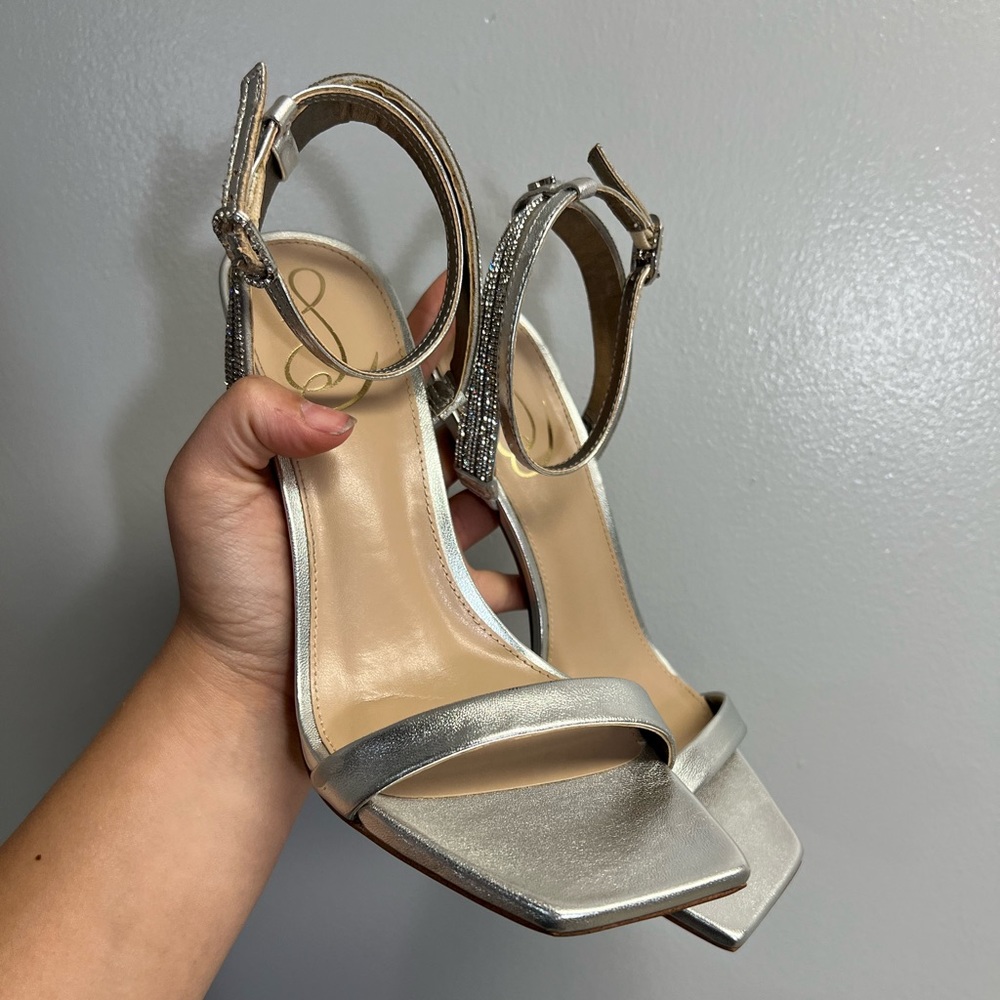 Sam Edelman Ophelia Metallic Silver Rhinestone Ankle … - Gem